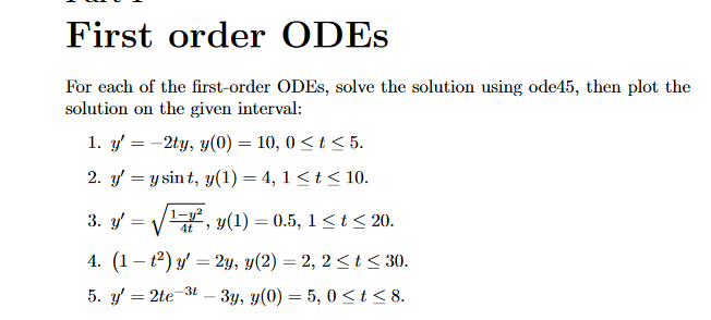 Solved First order ODES For each of the first-order ODEs, | Chegg.com