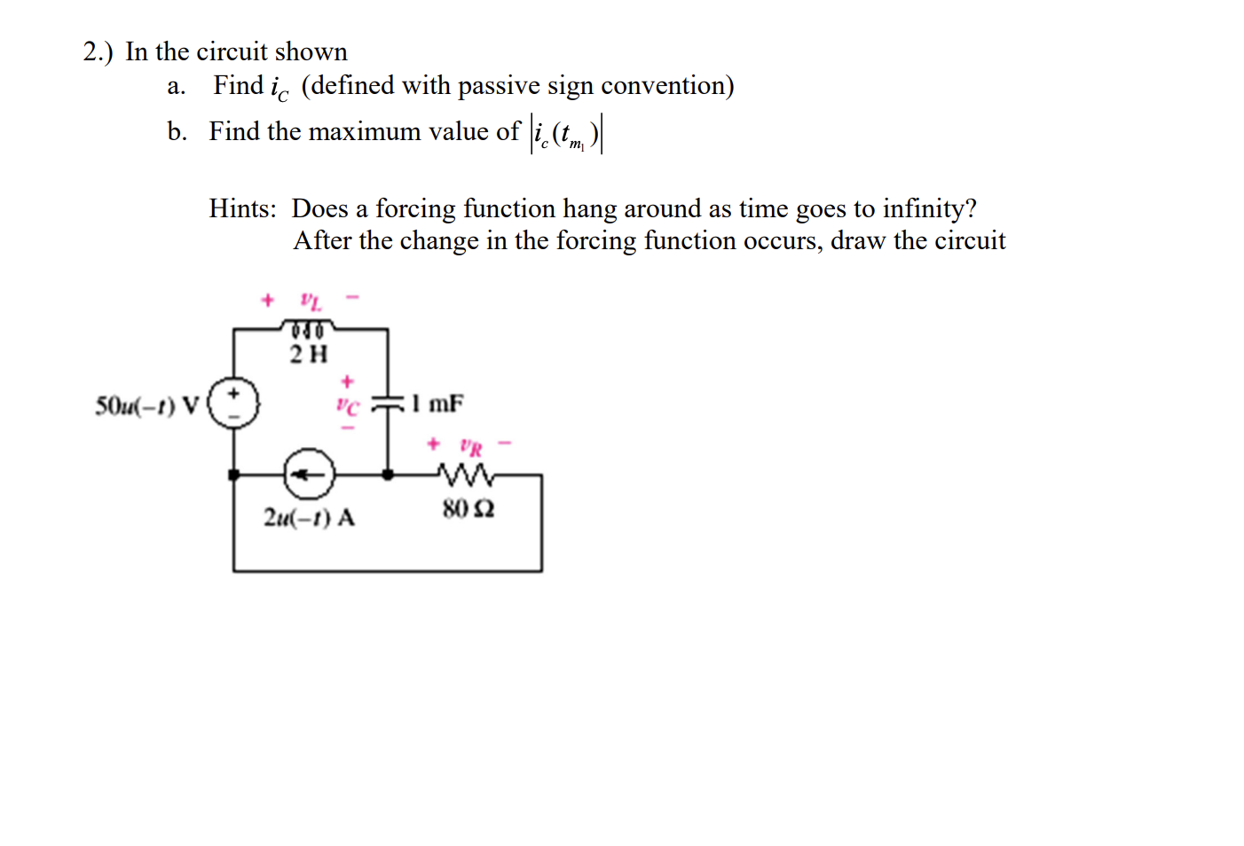 Solved 2.) ﻿In the circuit showna. ﻿Find iC (defined with | Chegg.com