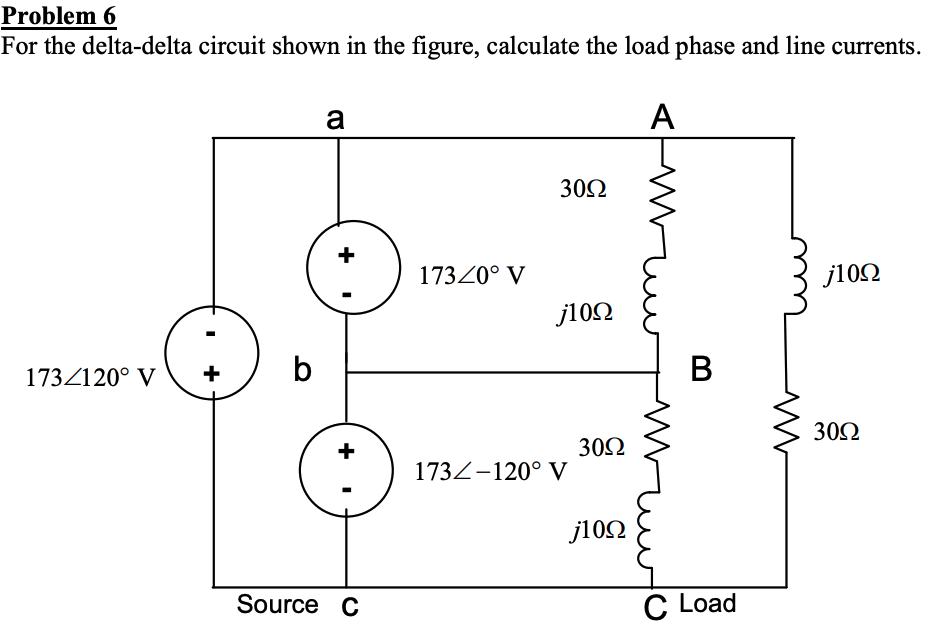 Solved Problem 6: For the delta-delta circuit shown in the | Chegg.com
