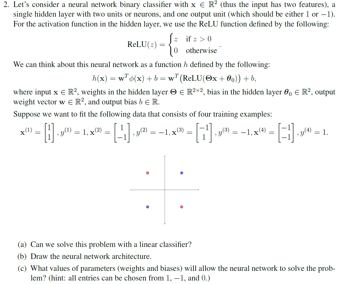 2. Let's consider a neural network binary classifier | Chegg.com