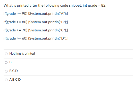 Solved What is printed after the following code snippet: int | Chegg.com