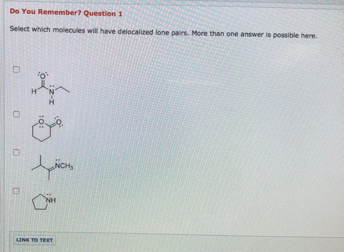 Solved Do You Remember? Question 1 Select which molecules | Chegg.com