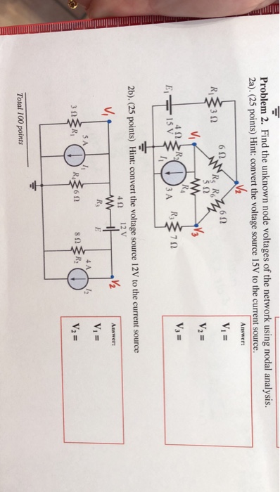 Solved Find the unknown node voltages of the network using | Chegg.com
