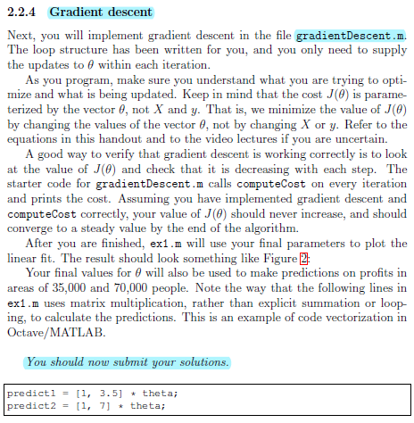 Solved 2.2.4 Gradient descent Next, you will implement | Chegg.com