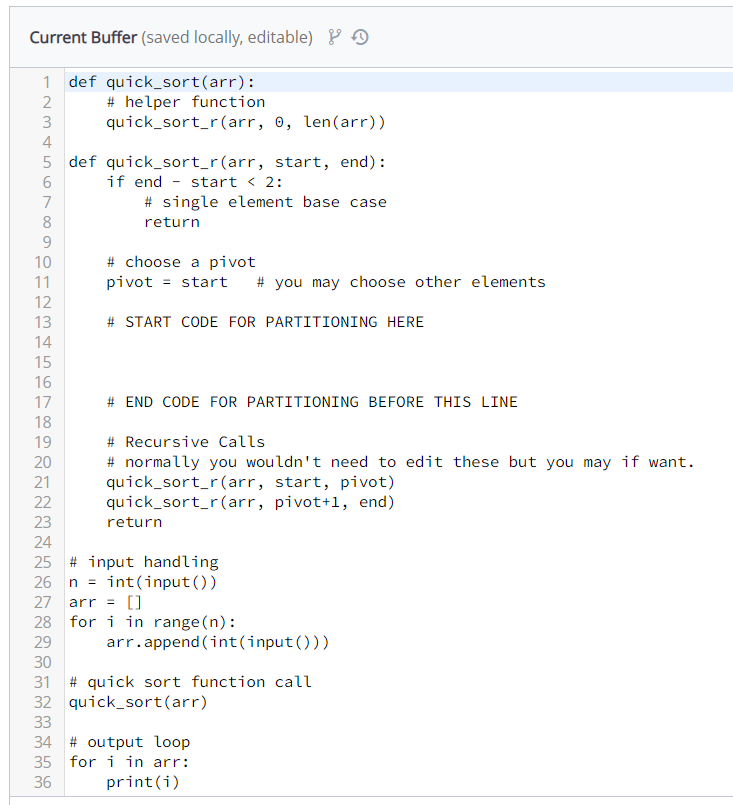 Solved help me do this code for quicksort. make it simple | Chegg.com