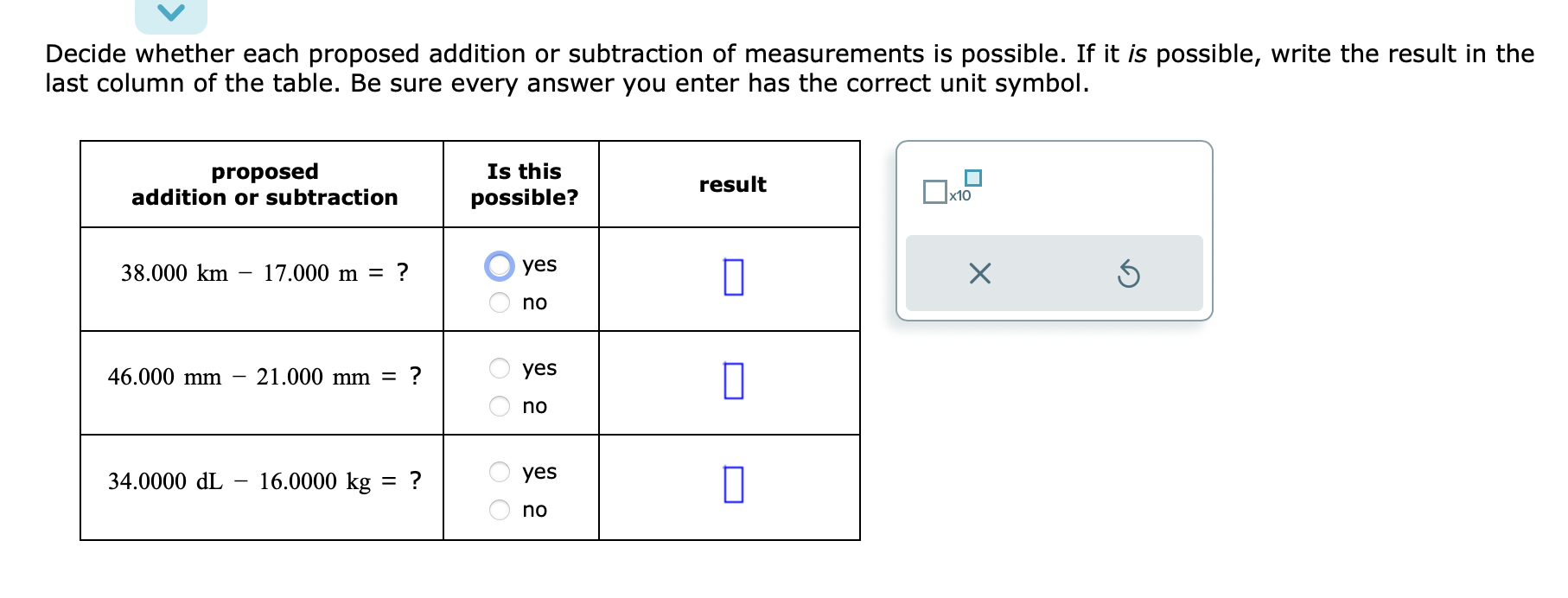 Solved Decide whether each proposed addition or subtraction | Chegg.com