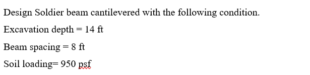 Solved Design Soldier beam cantilevered with the following | Chegg.com