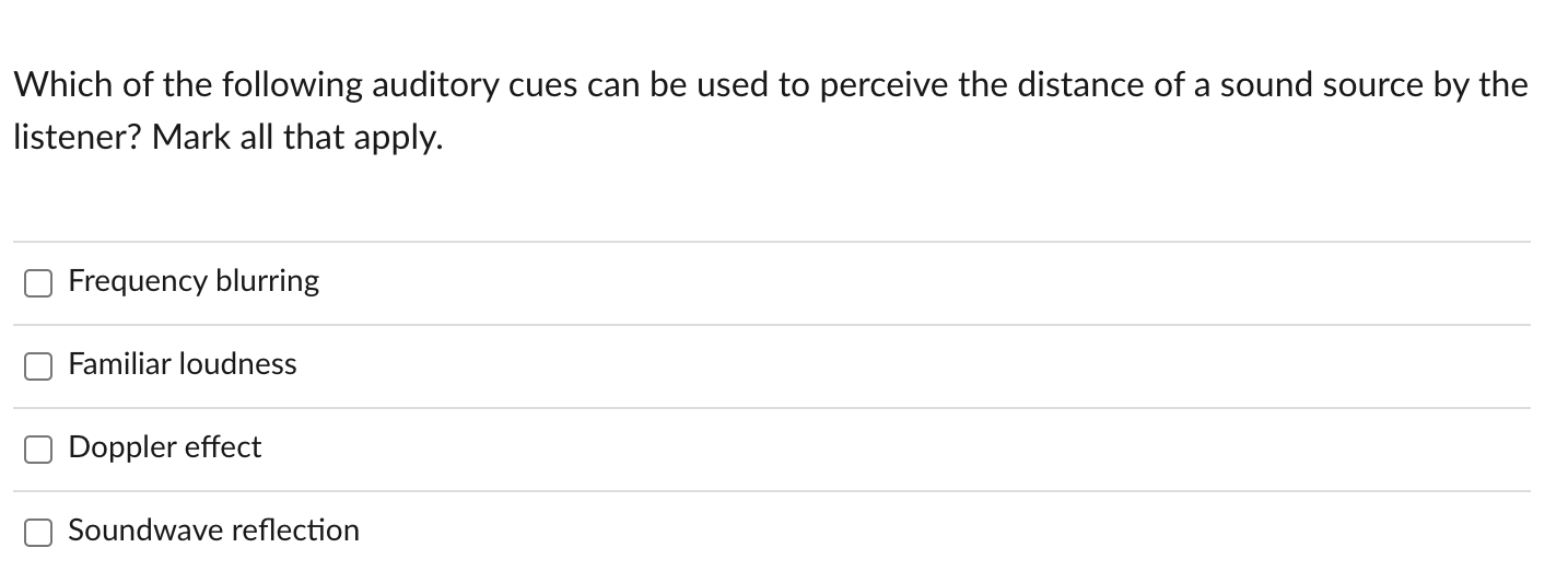 Solved Which of the following auditory cues can be used to | Chegg.com