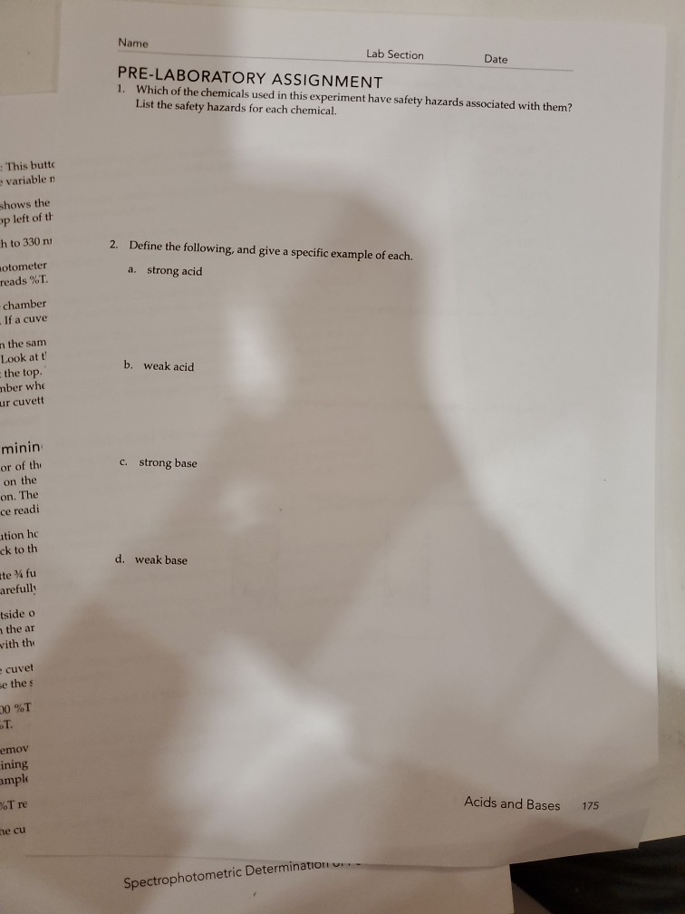 Solved Name Lab Section Date PRE-LABORATORY ASSIGNMENT 1. | Chegg.com