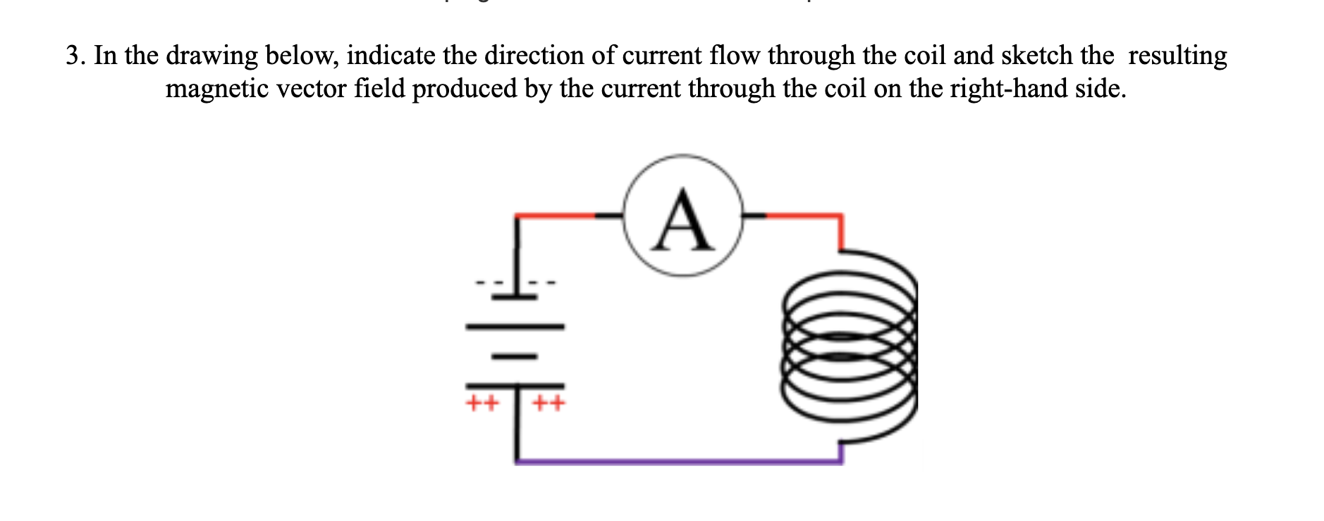 Solved 3. In the drawing below, indicate the direction of | Chegg.com