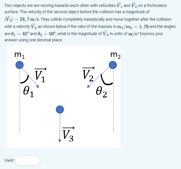 Solved Two objects are are moving towards each other with | Chegg.com