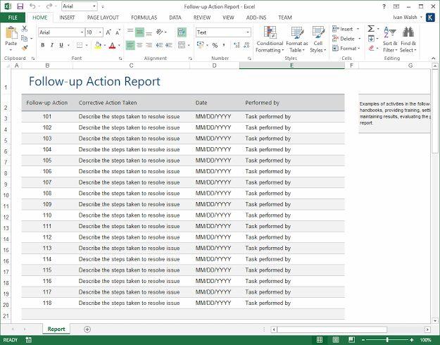 Solved Follow-up Action Report - Excel REVIEW VIEW ADD-INS | Chegg.com