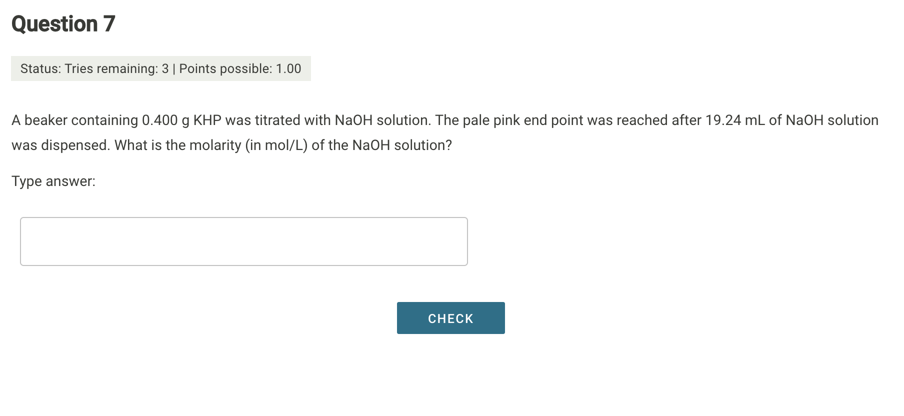 Solved Question 7 Status: Tries remaining: 3 | Points | Chegg.com
