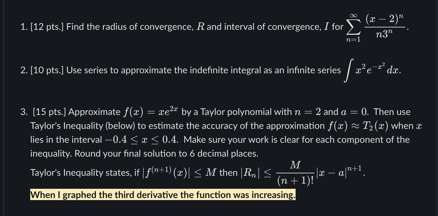 Solved 1. [12 pts.] Find the radius of convergence, R and | Chegg.com