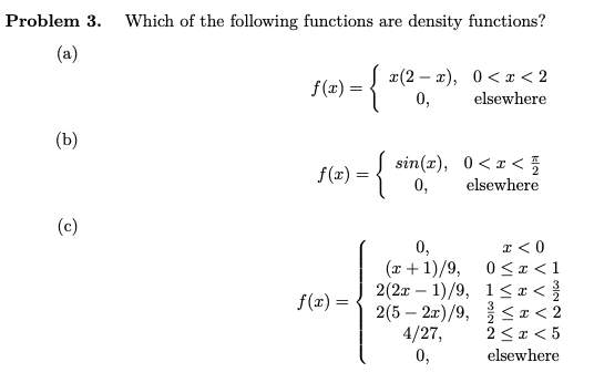 Solved Problem 3. Which of the following functions are | Chegg.com