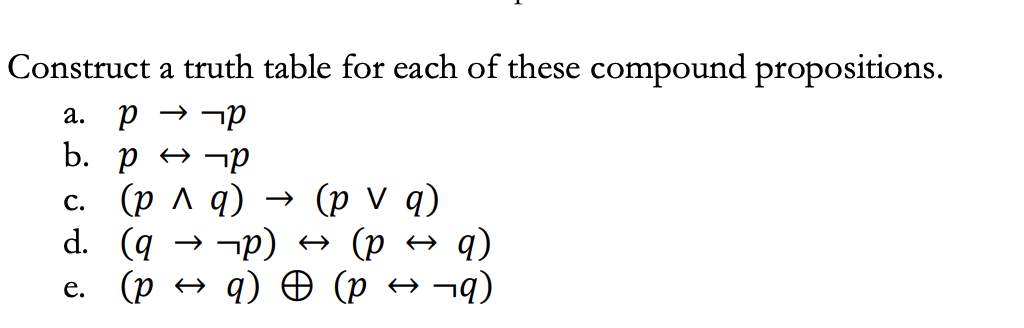 Solved Construct a truth table for each of these compound | Chegg.com