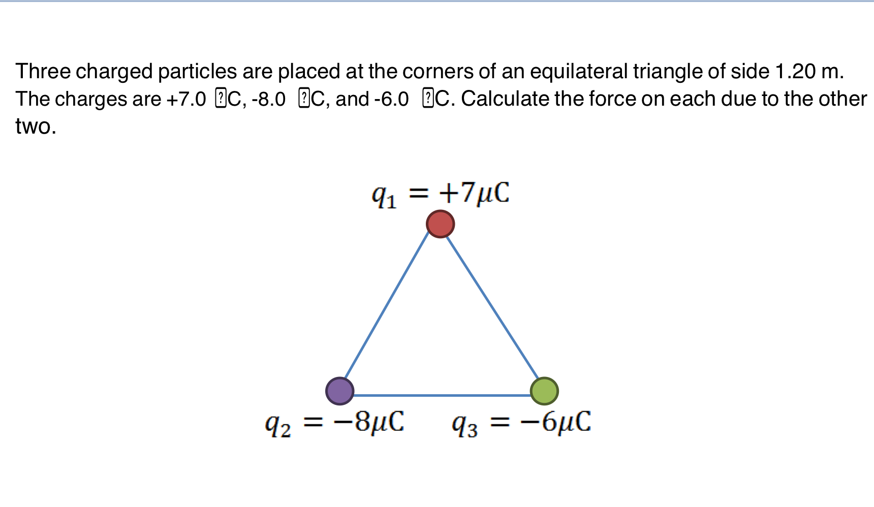 Solved Three charged particles are placed at the corners of | Chegg.com