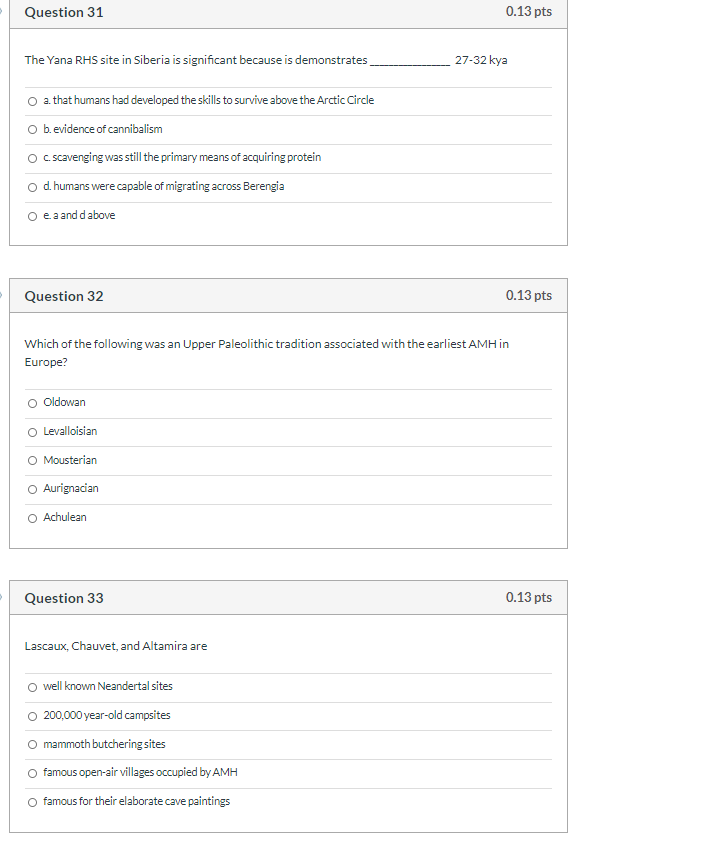 Solved Question 31 0.13 pts The Yana RHS site in Siberia is | Chegg.com