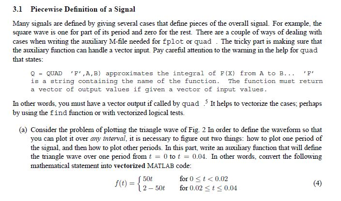 3.1 Piecewise Definition of a Signal Solve this | Chegg.com