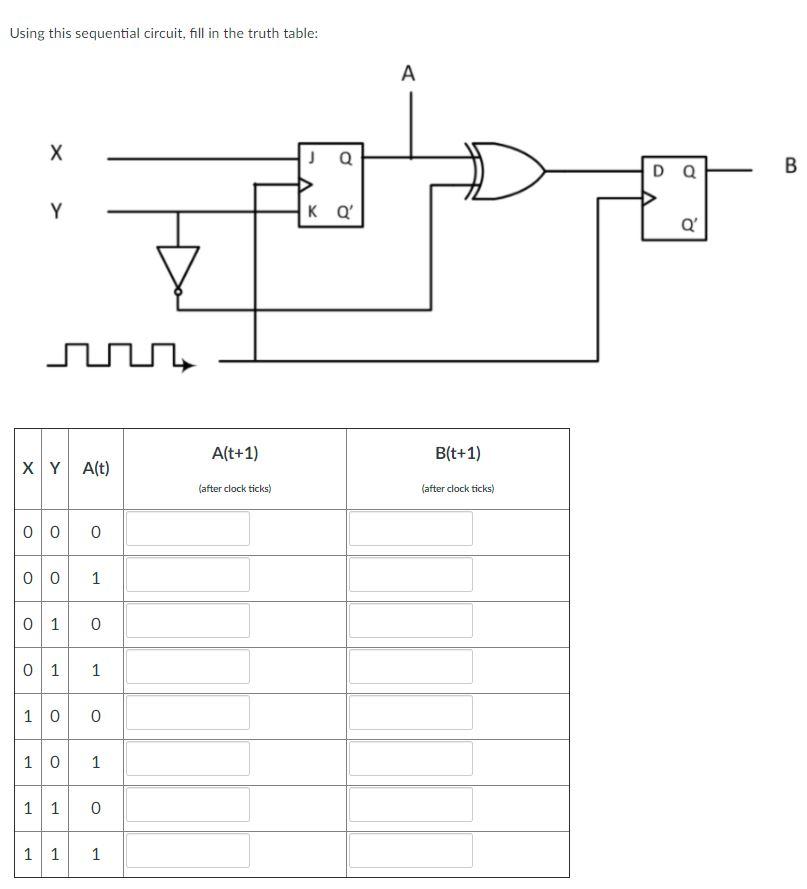 Solved Using this sequential circuit, fill in the truth | Chegg.com