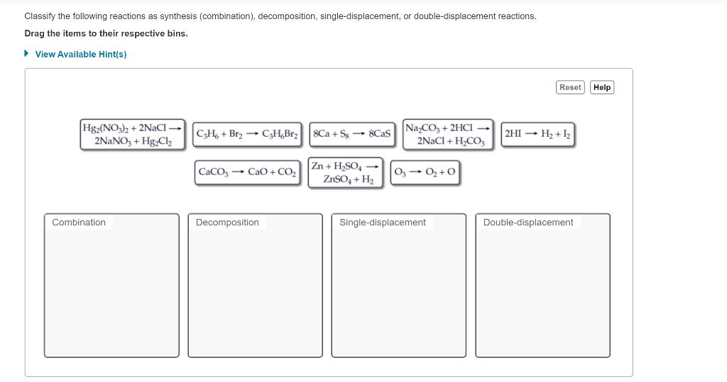Solved Classify the following reactions as synthesis | Chegg.com
