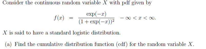 Solved Consider the continuous random variable X with pdf | Chegg.com