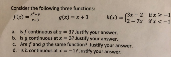 Solved Consider the following three functions: f(x)29 x-3 | Chegg.com