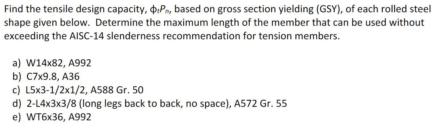 Solved Find the tensile design capacity, ${Pn, based on | Chegg.com