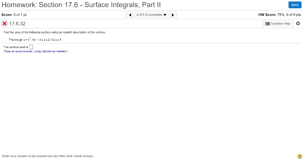 Solved Homework: Section 17.6 - Surface Integrals, Part II | Chegg.com