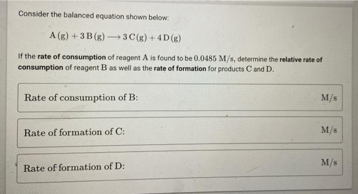 Solved Consider the balanced equation shown below: A(g)+3 B( | Chegg.com