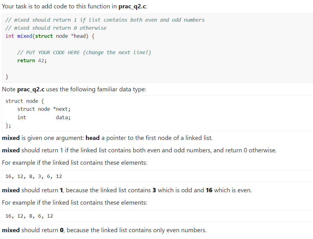 Solved i need help completing the function int mixed with | Chegg.com