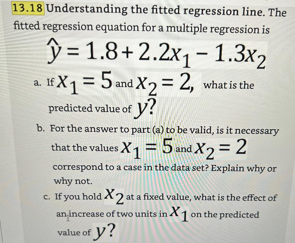 Solved 1318 Understanding The Fitted Regression Line The