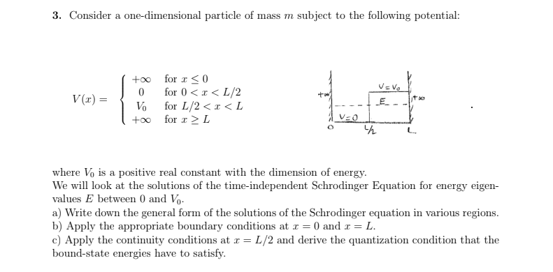 Solved 3. Consider a one-dimensional particle of mass m | Chegg.com