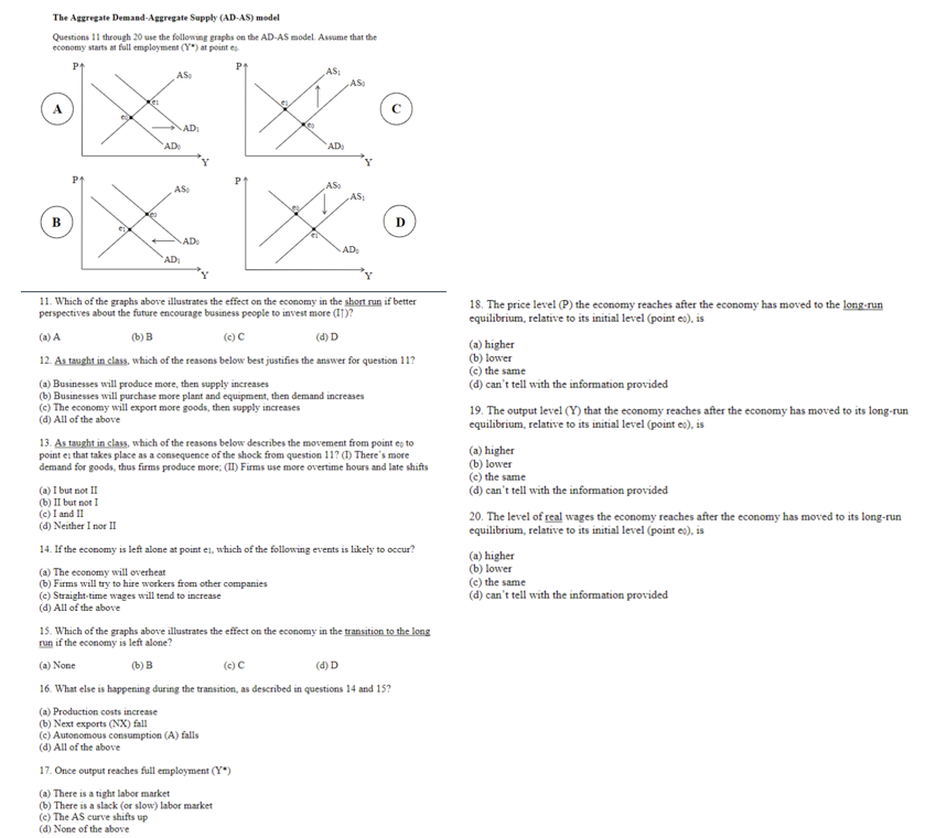 Solved The Aggregate Demand-Aggregate Supply (AD-AS) medel | Chegg.com