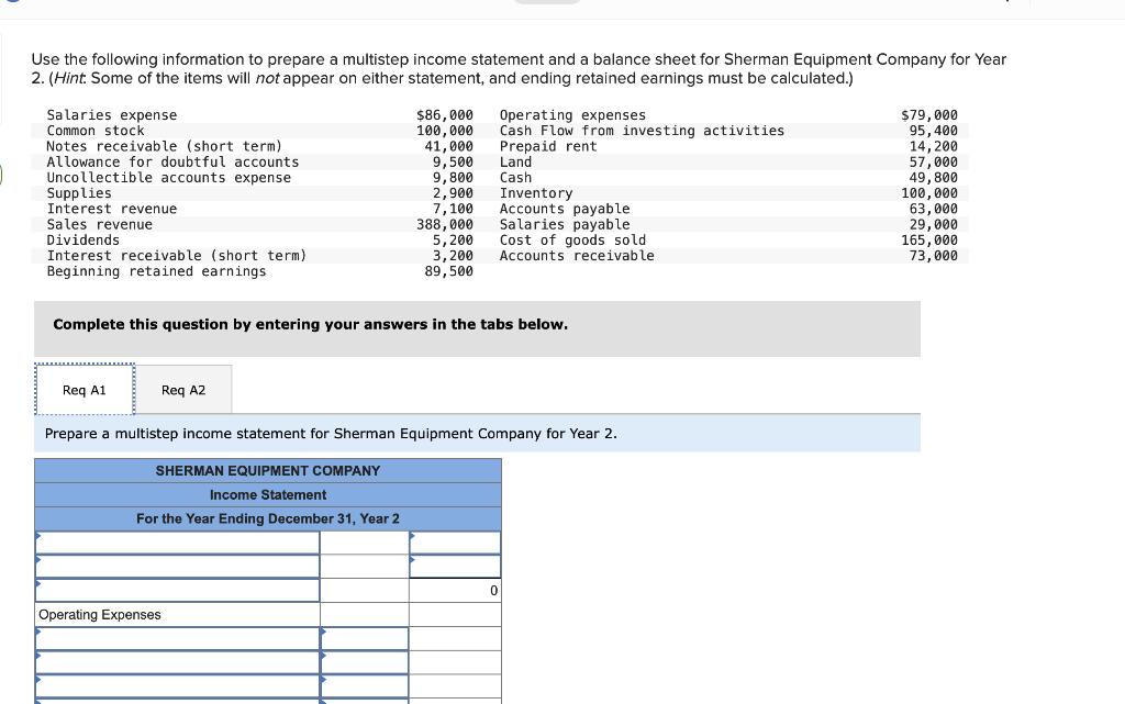 Solved Jse the following information to prepare a multistep | Chegg.com