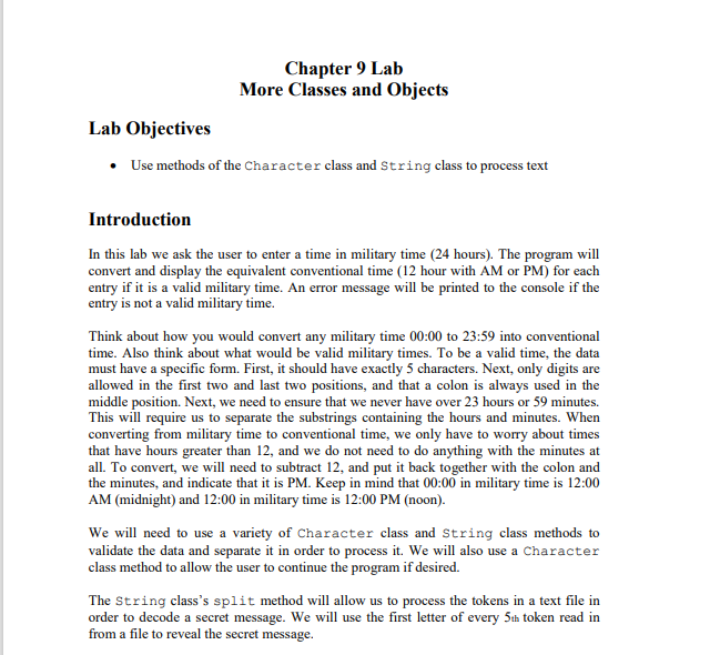 Solved Lab Objectives - Use methods of the Character class | Chegg.com