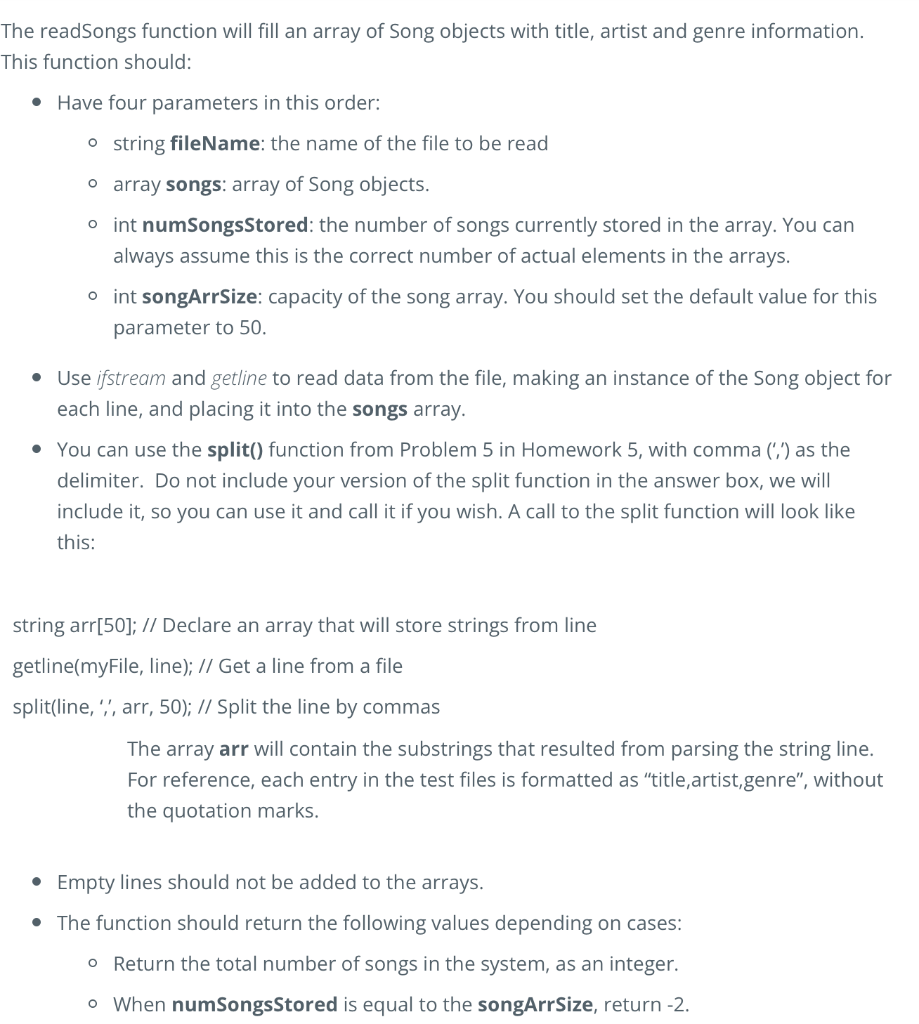 Solved Create a song class, with separate interface file | Chegg.com
