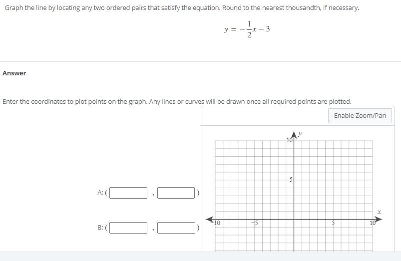 Solved Graph the line by locating any two ordered pairs that | Chegg.com