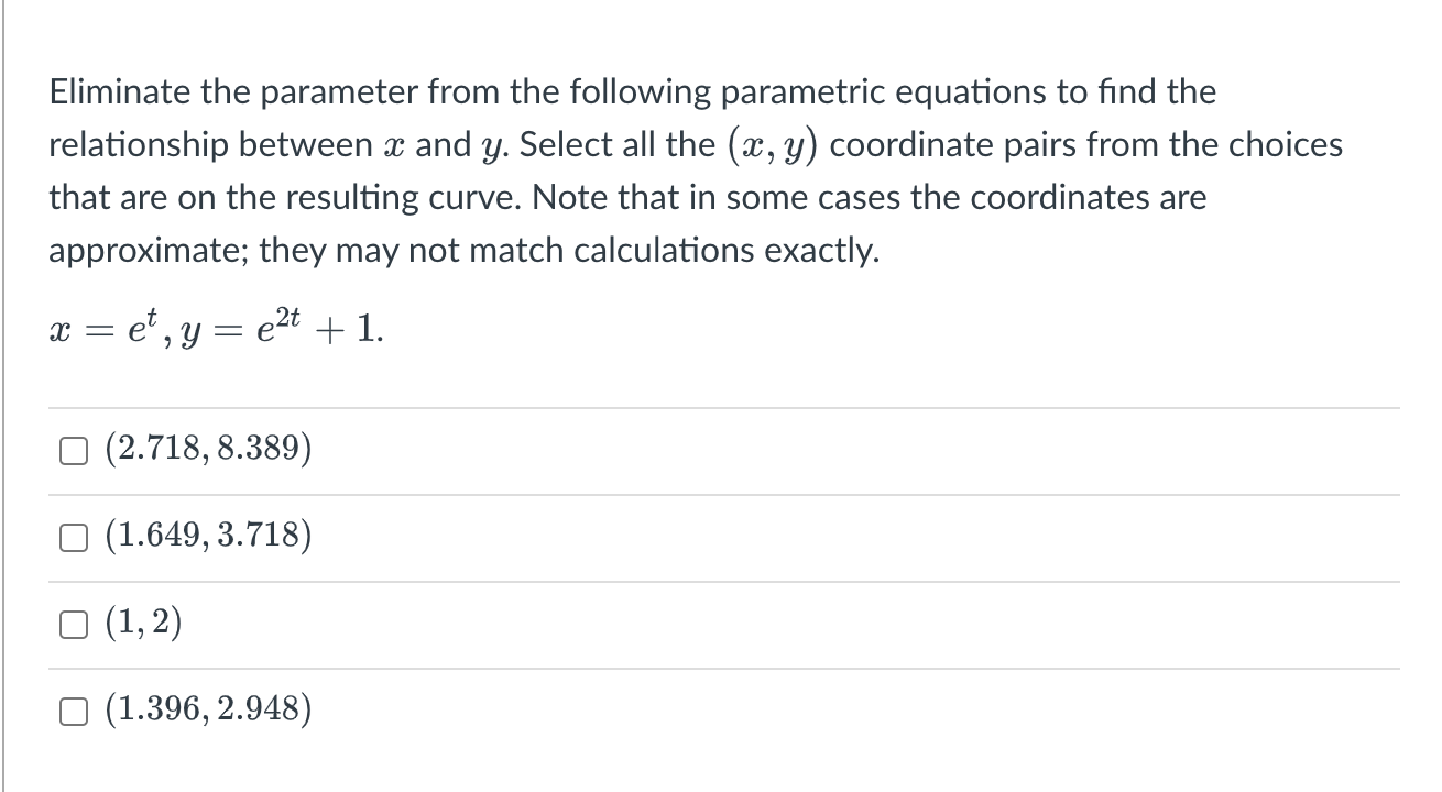 Solved Eliminate the parameter from the following parametric | Chegg.com