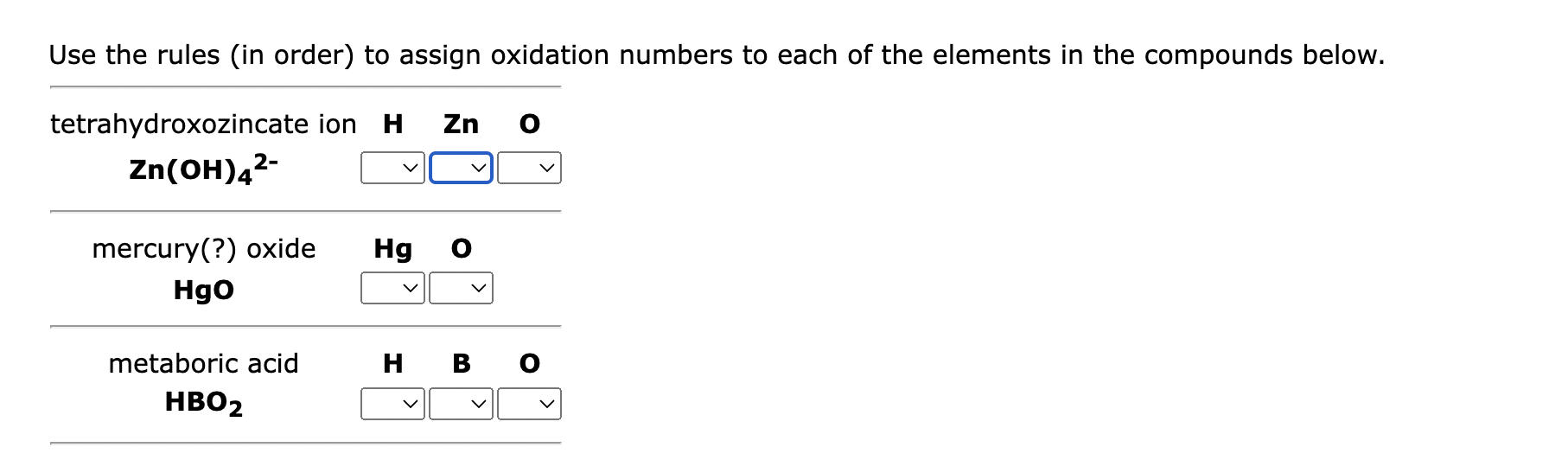 Solved Use the rules (in order) to assign oxidation numbers | Chegg.com