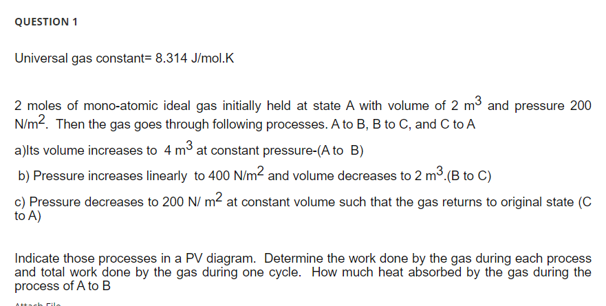 Solved QUESTION 1 Universal gas constant= 8.314 J/mol.K 2 | Chegg.com