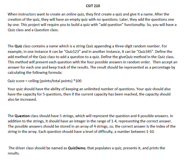 Solved CSIT 210 When instructors want to create an online | Chegg.com