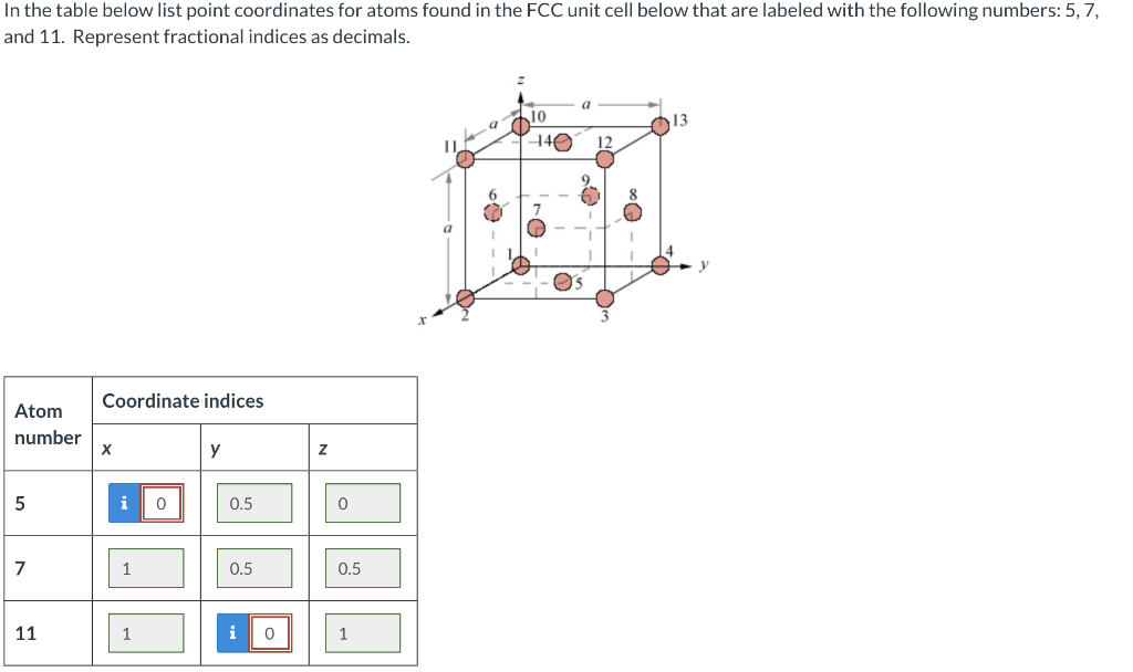 Solved n the table below list point coordinates for atoms | Chegg.com