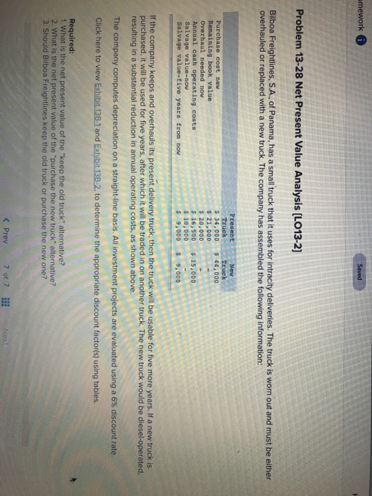 Solved mework Problem 13-28 Net Present Value Analysis | Chegg.com Solved mework Problem 13-28 Net Present Value Analysis | Chegg.com