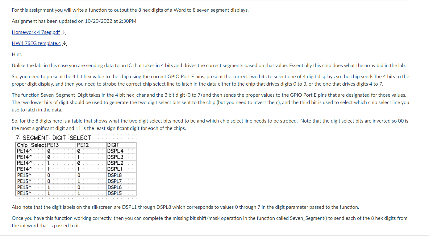 For this assignment you will write a function that | Chegg.com