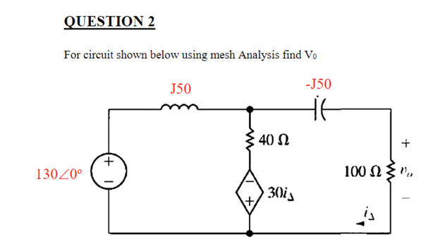 Solved For circuit shown below using mesh Analysis find V0 | Chegg.com