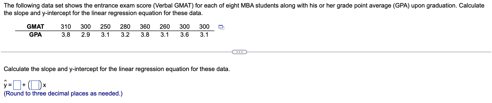 Solved The following data set shows the entrance exam score | Chegg.com