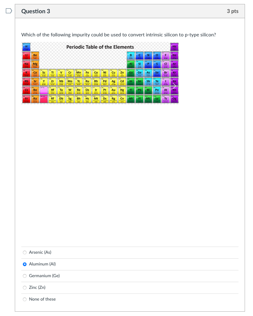 Solved Which of the following impurity could be used to | Chegg.com