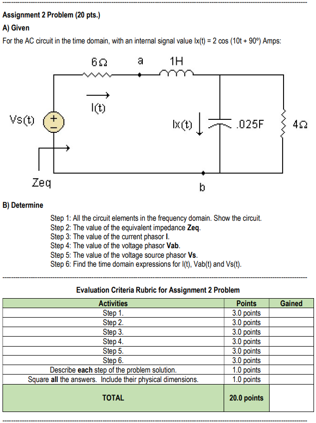 Solved A) Given For the AC circuit in the time domain, with | Chegg.com