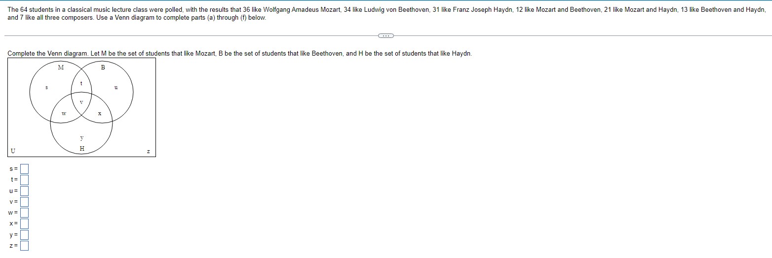 Solved and 7 like all three composers. Use a Venn diagram to | Chegg.com